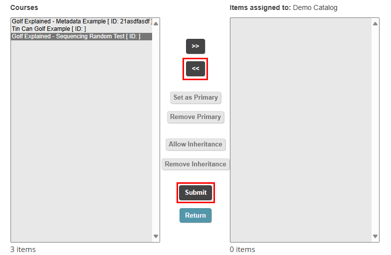 Unmapping Items from a Catalog