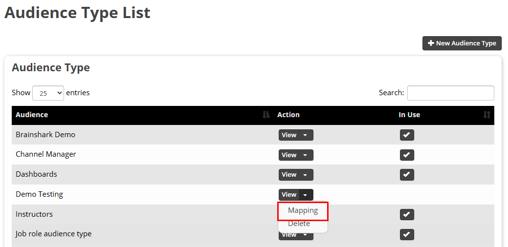 Mapping Objects to an Audience Type