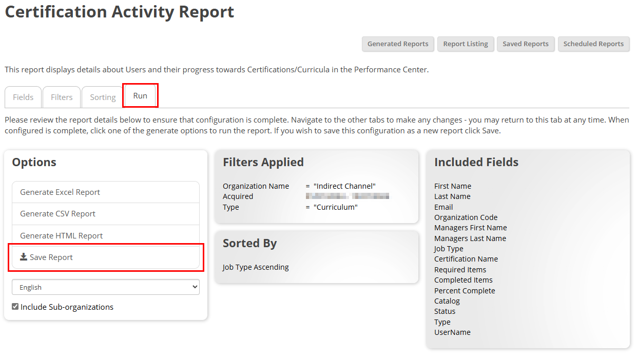 Saving a Custom Tabular Report